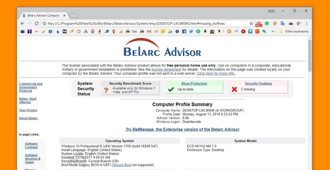Belarc Advisor – Perfect Software to Retrieve Hardware, Software ...